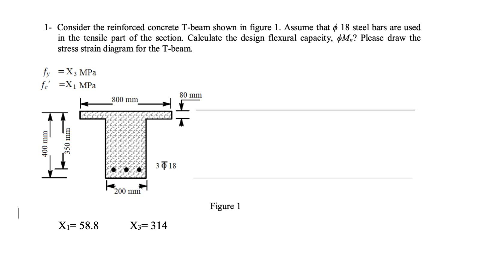 Solved 1- Consider the reinforced concrete T-beam shown in | Chegg.com