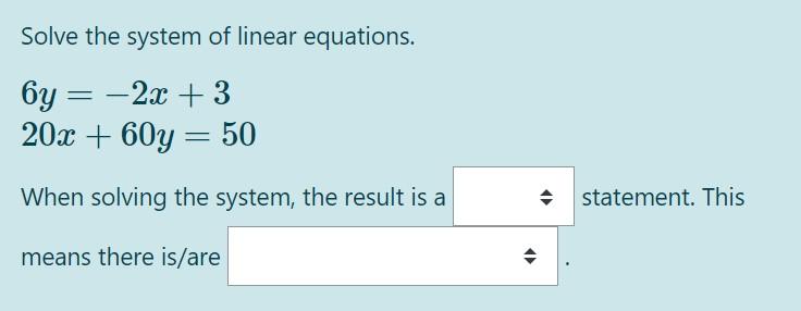 Solved Solve the system of linear equations. бу -2x + 3 20x | Chegg.com