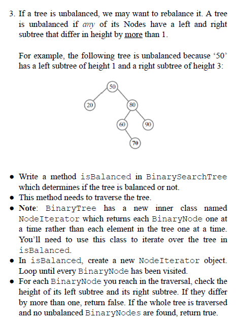 Solved 3. If a tree is unbalanced, we may want to rebalance | Chegg.com