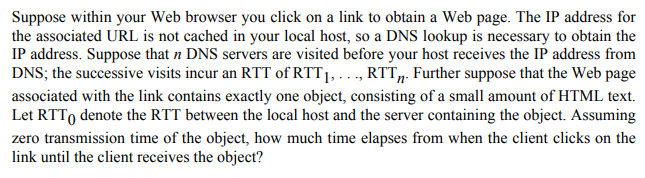 Solved Suppose within your web browser you click on a link | Chegg.com