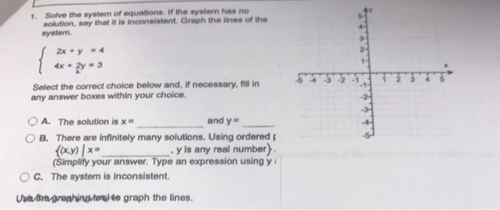 Solved Solve the system of equations. If the system has no | Chegg.com