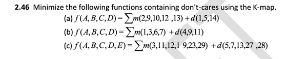 Solved 2.46 Minimize the following functions containing | Chegg.com
