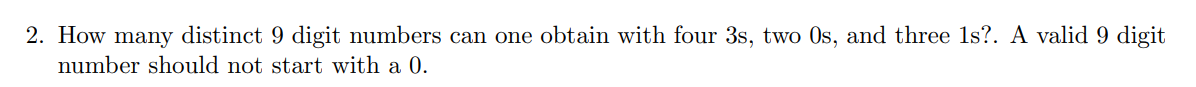 Solved How many distinct 9 ﻿digit numbers can one obtain | Chegg.com