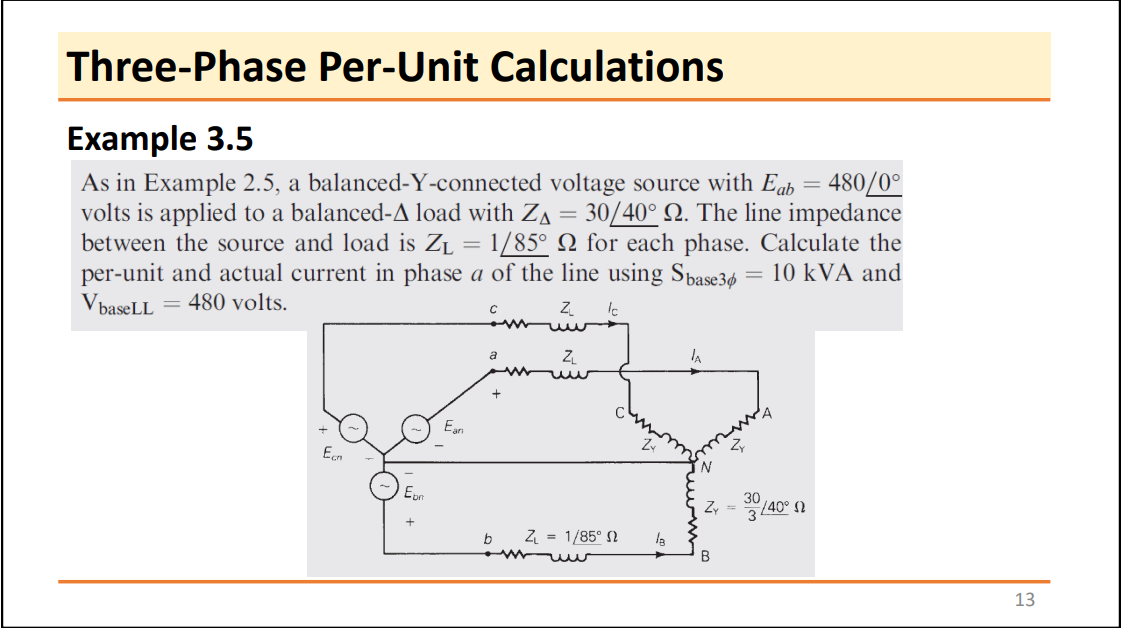 Solved Three-Phase Per-Unit Calculations Example 3.5 As in | Chegg.com