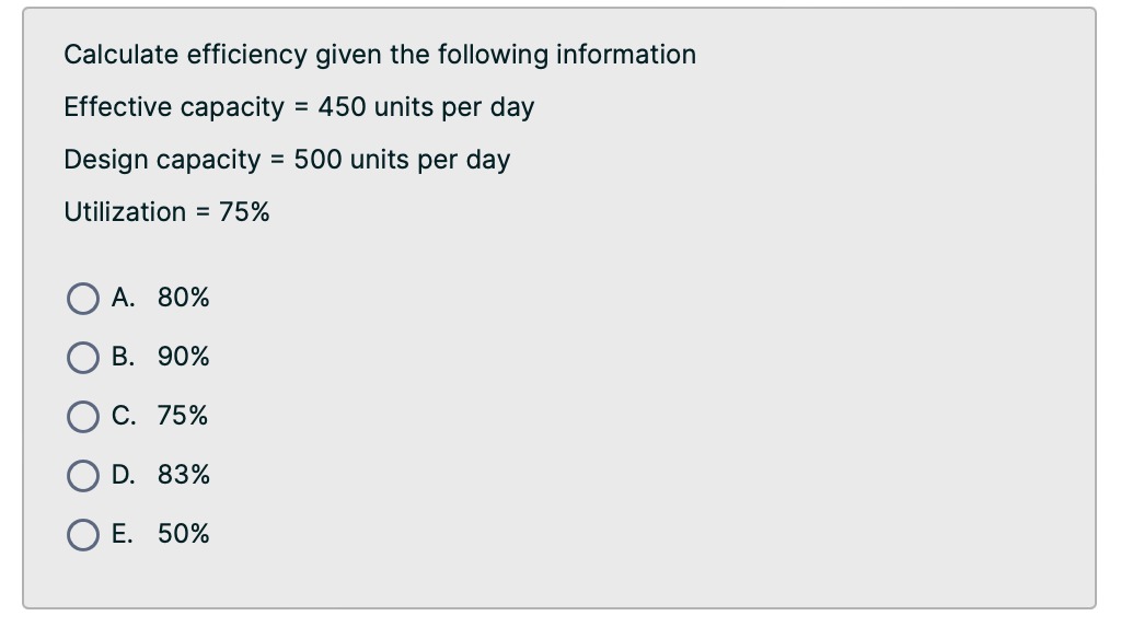 Solved Calculate efficiency given the following information | Chegg.com