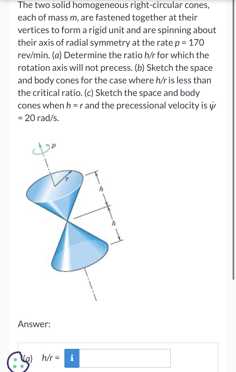 Solved The two solid homogeneous right-circular cones, each | Chegg.com