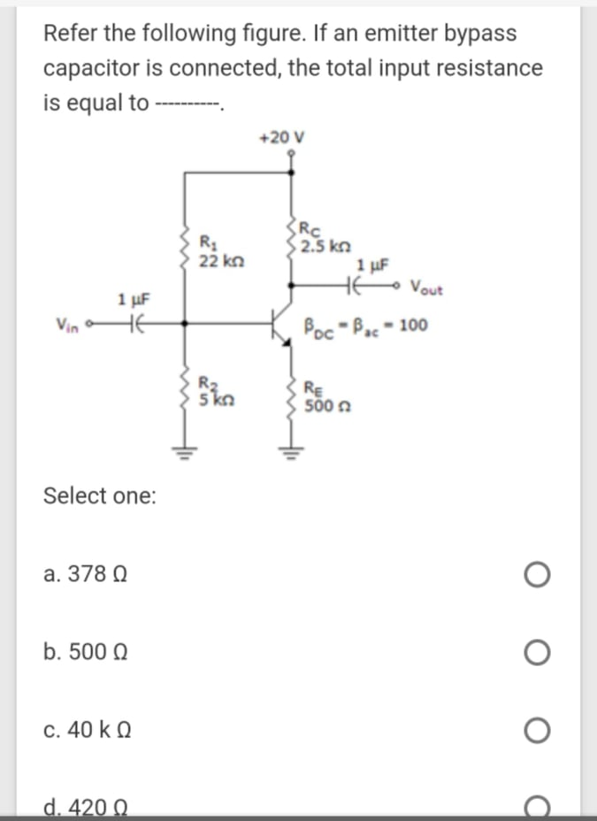 Solved Refer the following figure. If an emitter bypass | Chegg.com