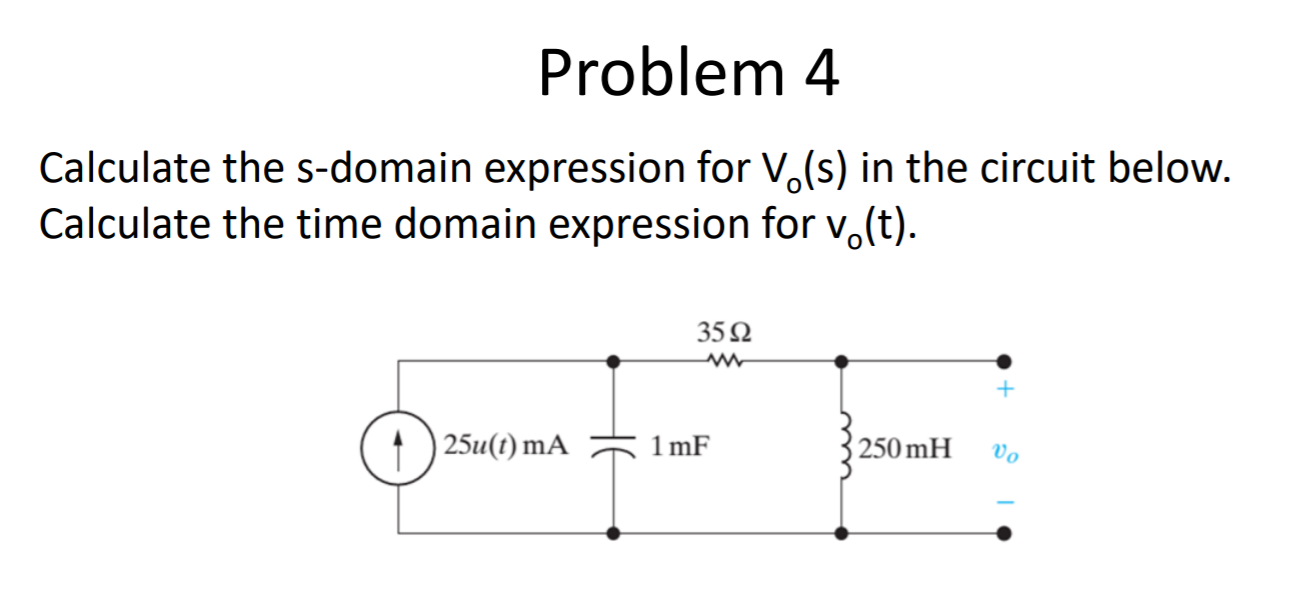 Solved Problem 4 Calculate the s-domain expression for Vo(s) | Chegg.com