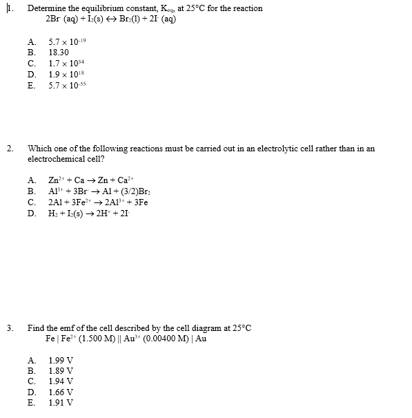 Solved 1. Determine the equilibrium constant, Keq, at 25°C | Chegg.com