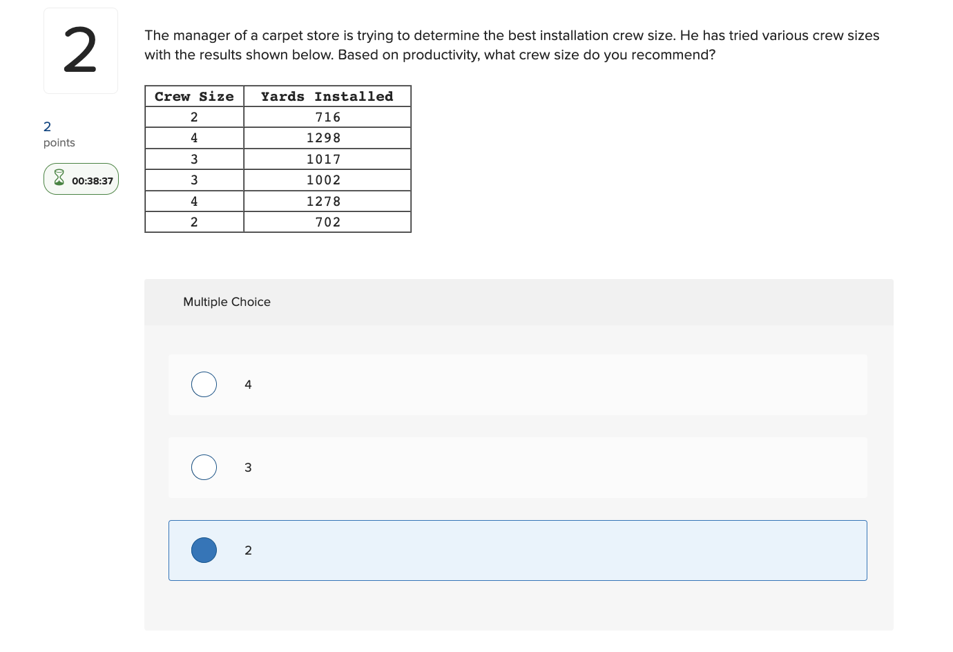 Solved The manager of a carpet store is trying to determine | Chegg.com