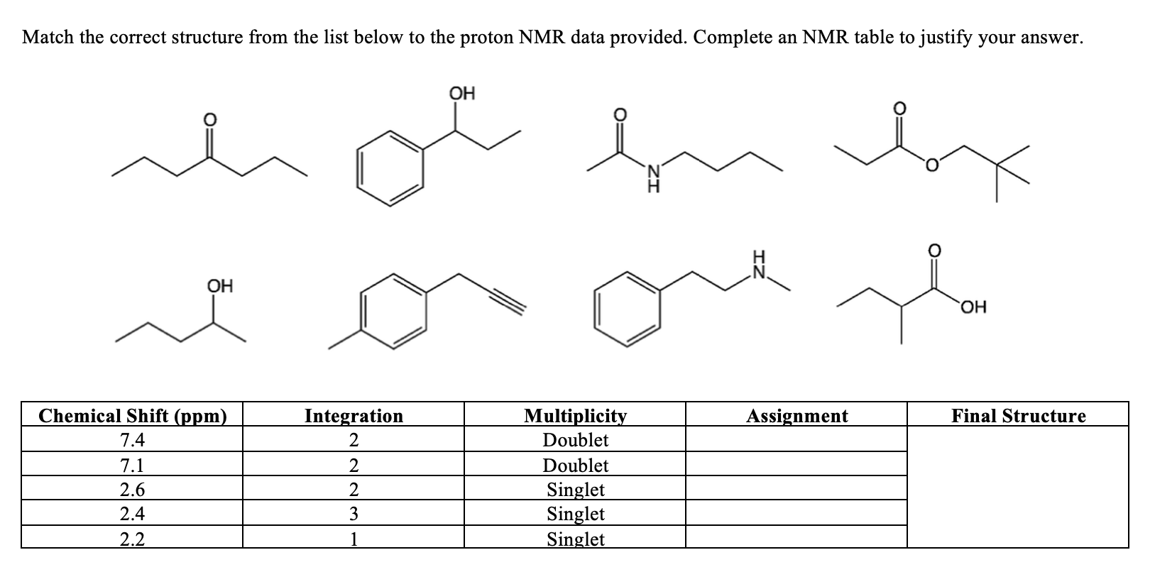 Solved Match the correct structure from the list below to | Chegg.com