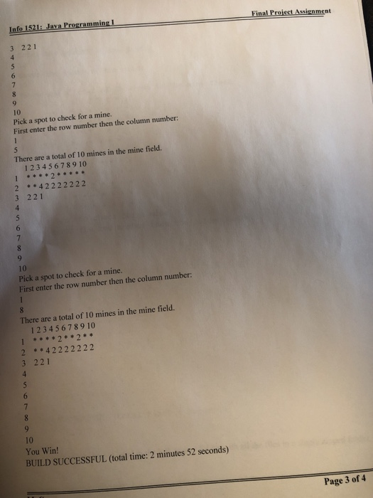 Solved Final Project Assignment Info 1521: Java ProgrammingI | Chegg.com