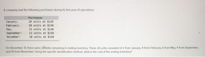 Solved A company had the following purchases during its | Chegg.com