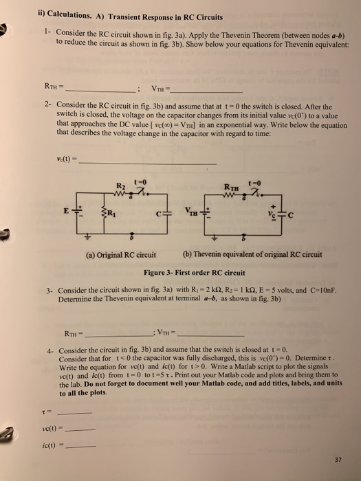 Solved ii) Calculations. A) Transient Response in RC | Chegg.com