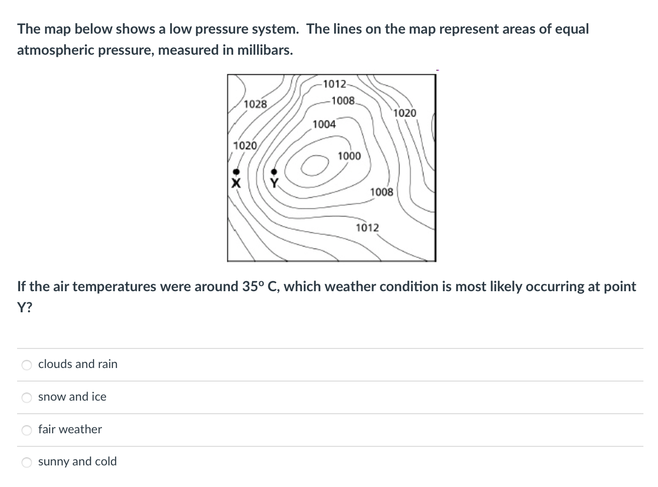 Solved The map below shows a low pressure system. The lines | Chegg.com