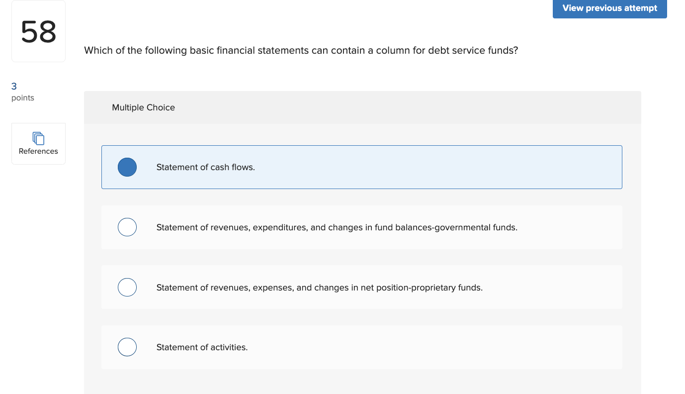 Solved View previous attempt 58 Which of the following basic | Chegg.com