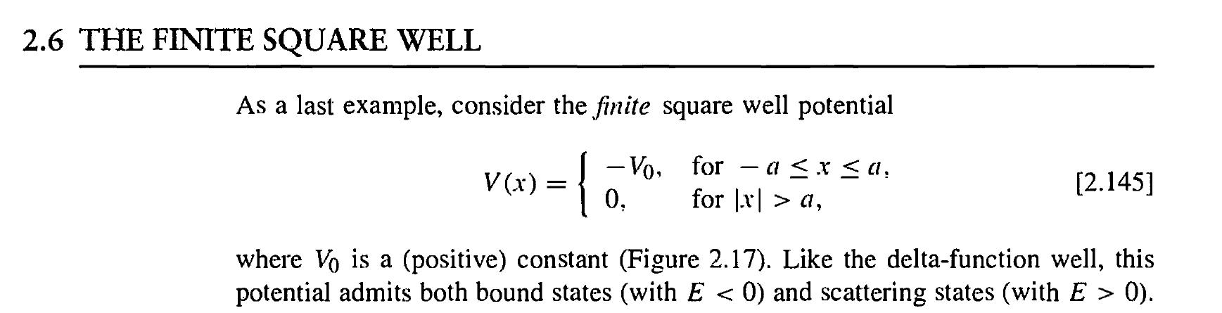 Solved AV(x) a AX FIGURE 2.17: The finite square well | Chegg.com