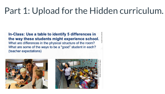 Solved Part 1: Upload for the Hidden curriculum. In-Class: | Chegg.com