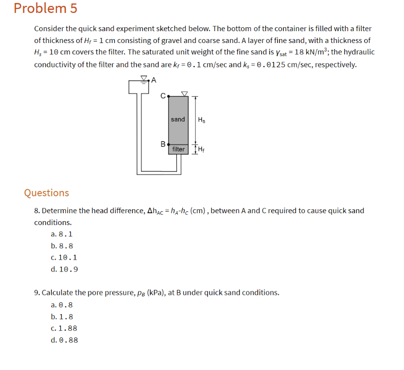 Solved Consider the quick sand experiment sketched below. | Chegg.com