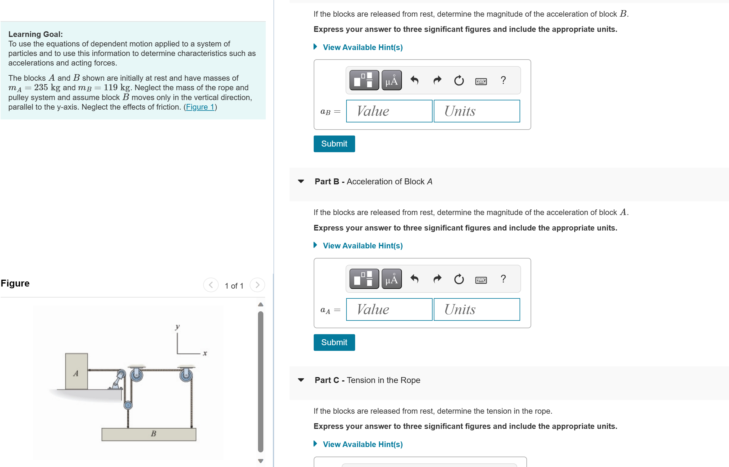 Solved If The Blocks Are Released From Rest Determine The