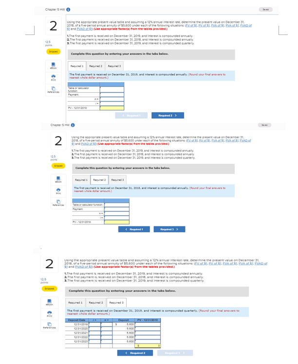 Solved Chapter 5 HW Using the appropriate present value | Chegg.com