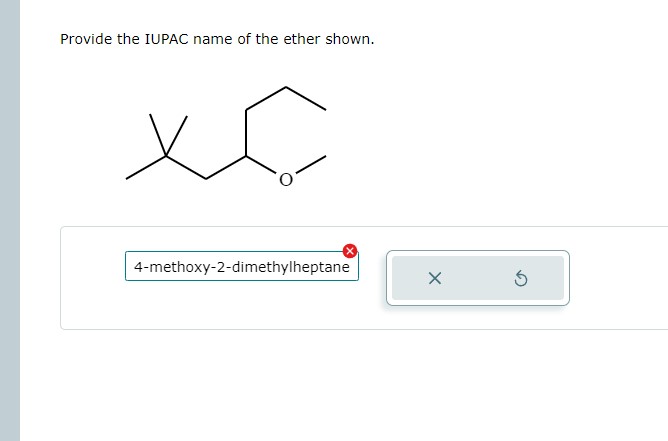 Solved Provide the IUPAC name of the ether shown. | Chegg.com