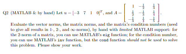 Solved 2 (MATLAB \& by hand) Let u=[−3710]T, and | Chegg.com