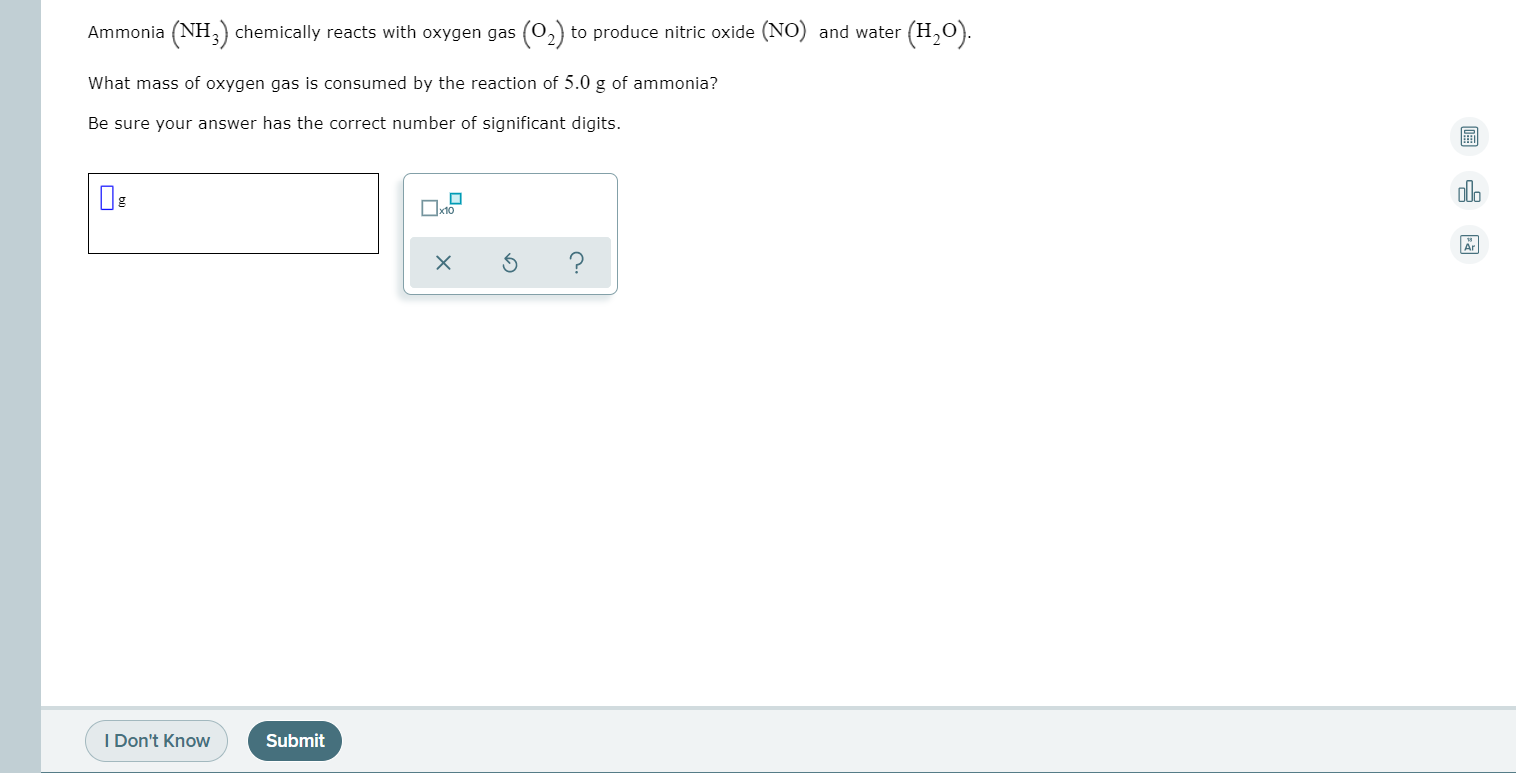 Solved Ammonia (NH3) chemically reacts with oxygen gas (02) | Chegg.com