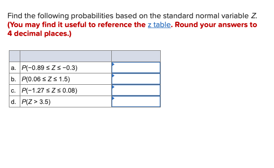 Solved Find the following probabilities based on the | Chegg.com