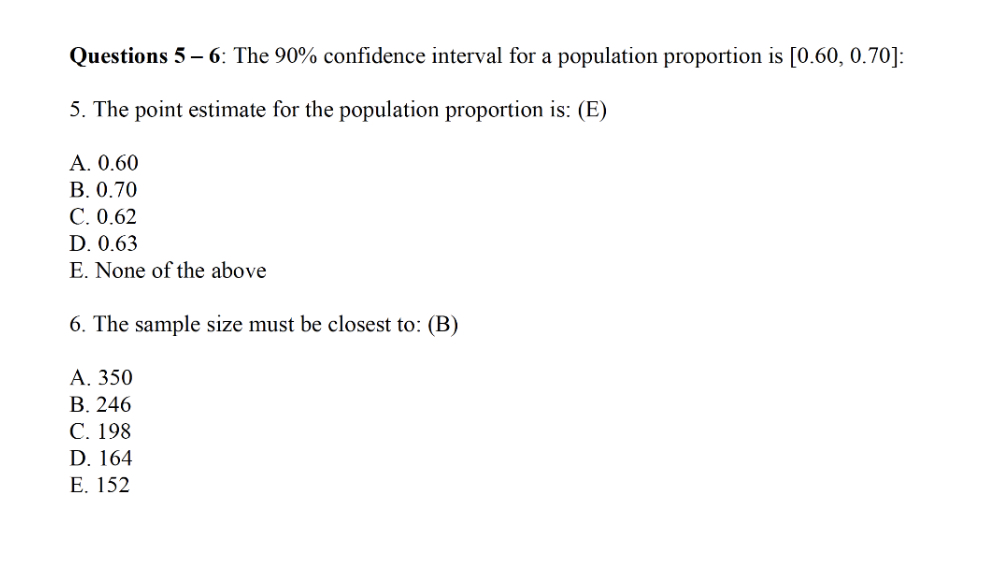 Solved Questions 5-6: The 90% confidence interval for a | Chegg.com