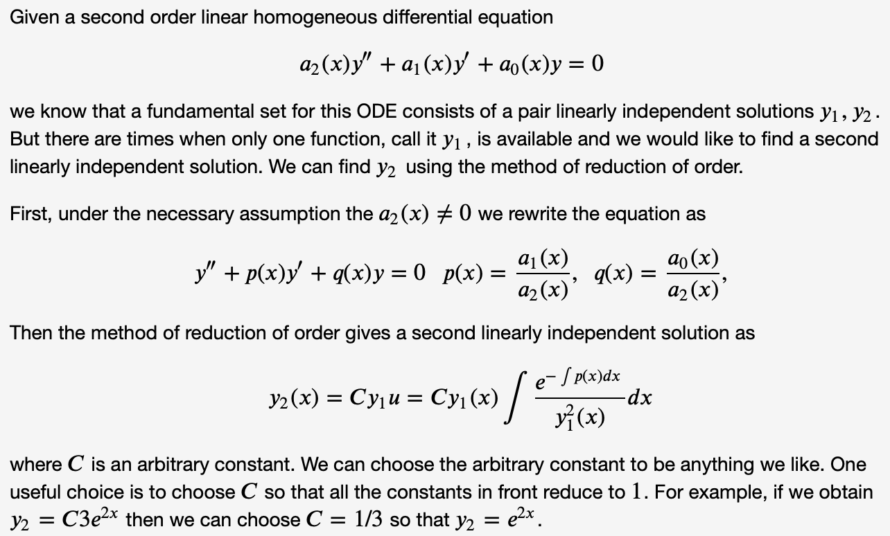Solved Given a second order linear homogeneous differential | Chegg.com