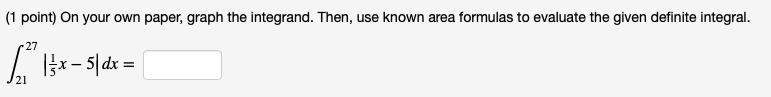 Solved (1 point) on your own paper, graph the integrand. | Chegg.com