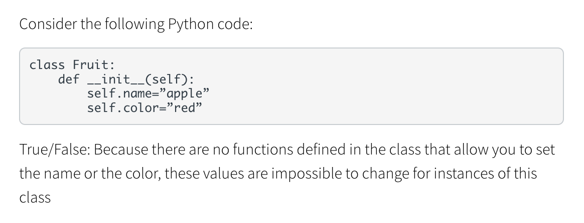 Solved Consider The Following Python Code Class Fruit Def