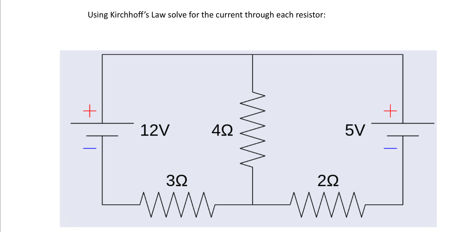 Solved Using Kirchhoff's Law solve for the current through | Chegg.com