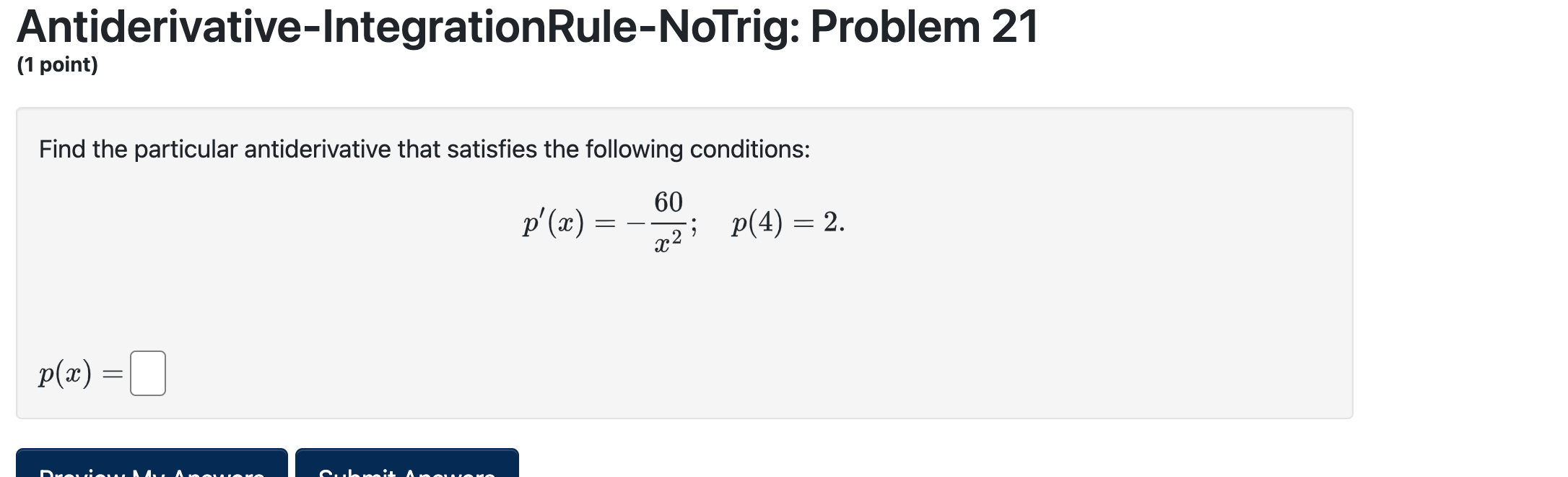 Solved Antiderivative-IntegrationRule-NoTrig: Problem 21 (1 | Chegg.com