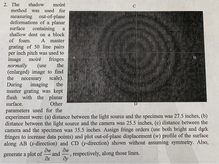 2. The shadow moiré method was used for measuring | Chegg.com