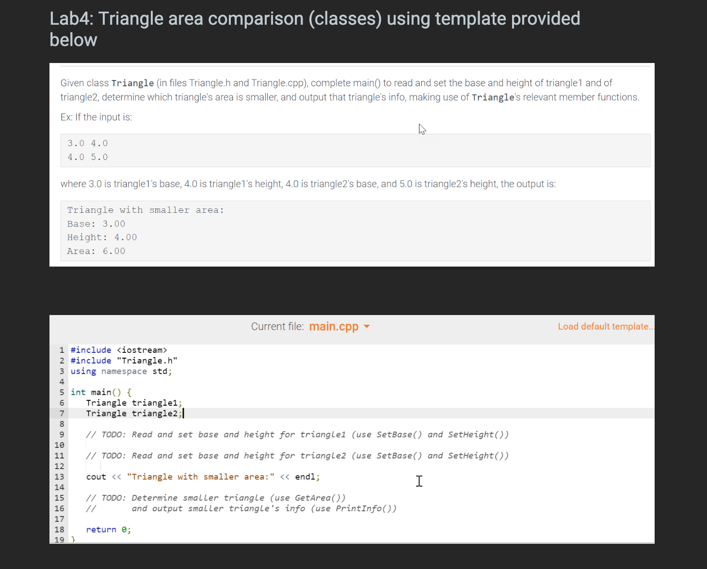 Solved _ab4: Triangle area comparison (classes) using | Chegg.com