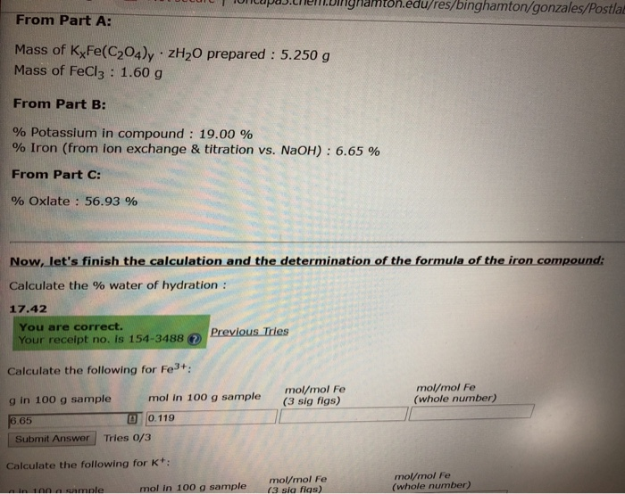 Solved hey, what fies it mean by mol/mol Fe and mol/mol Fe | Chegg.com