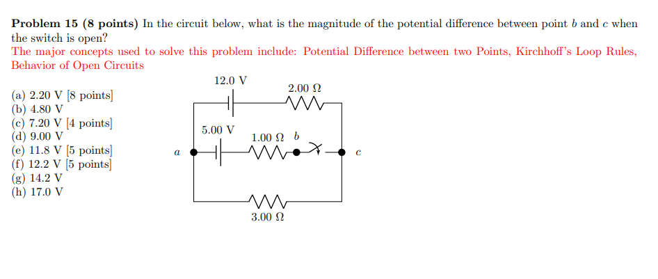 Solved Problem 15 (8 ﻿points) ﻿In the circuit below, what is | Chegg.com