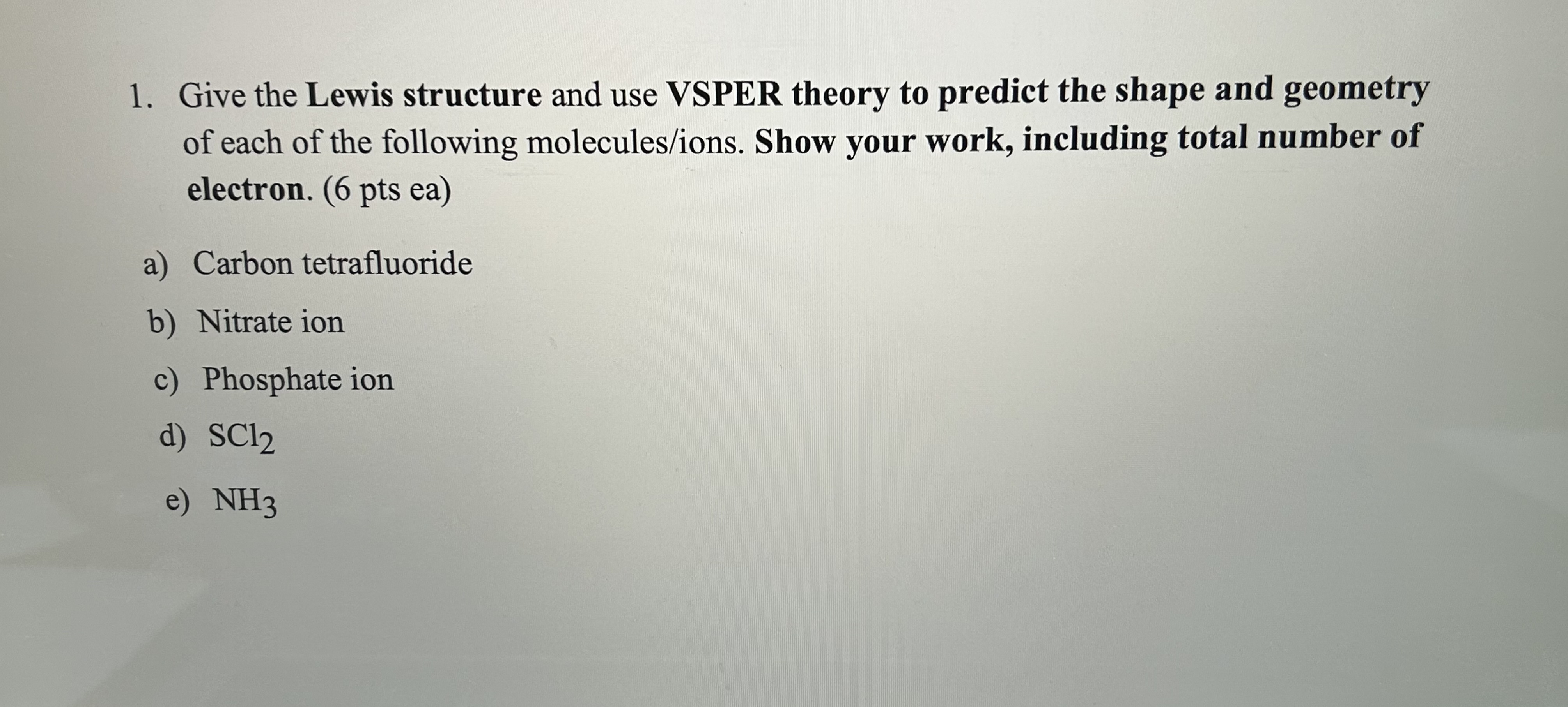 Solved Give The Lewis Structure And Use Vsper Theory To