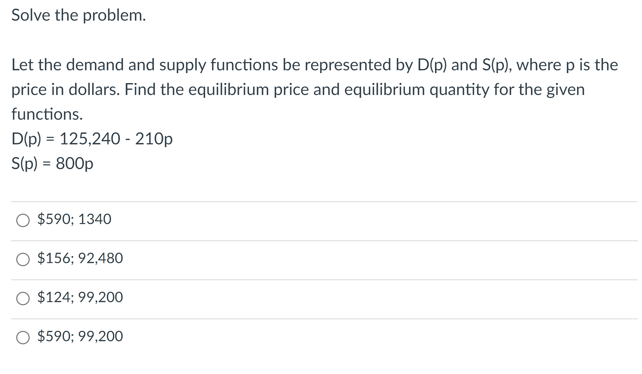 Solved Solve the problem. Let the demand and supply | Chegg.com