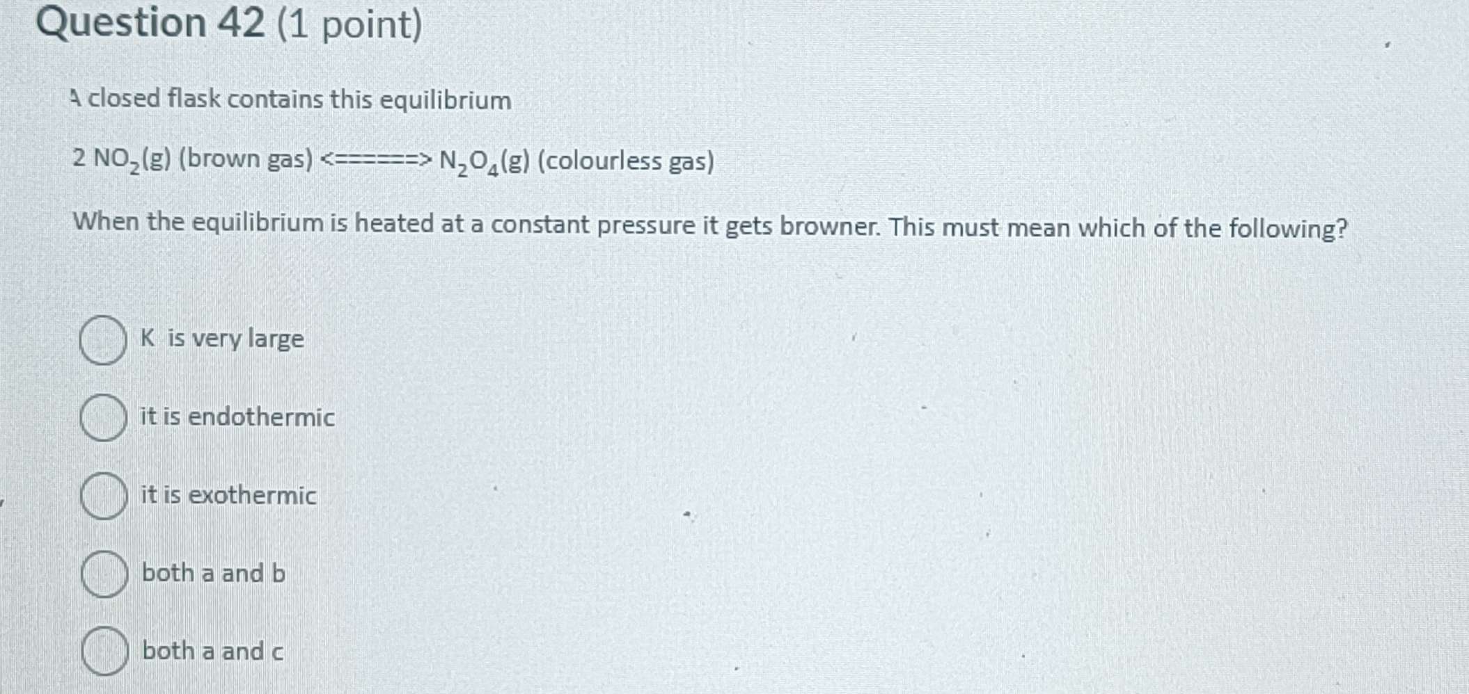 Solved Question 42 (1 ﻿point)A closed flask contains this | Chegg.com