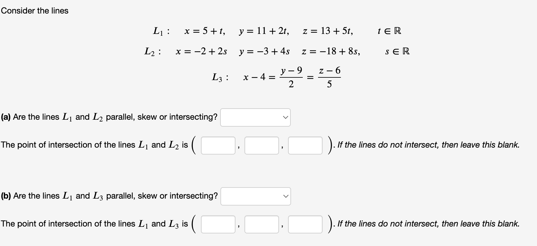 Solved Consider the lines | Chegg.com