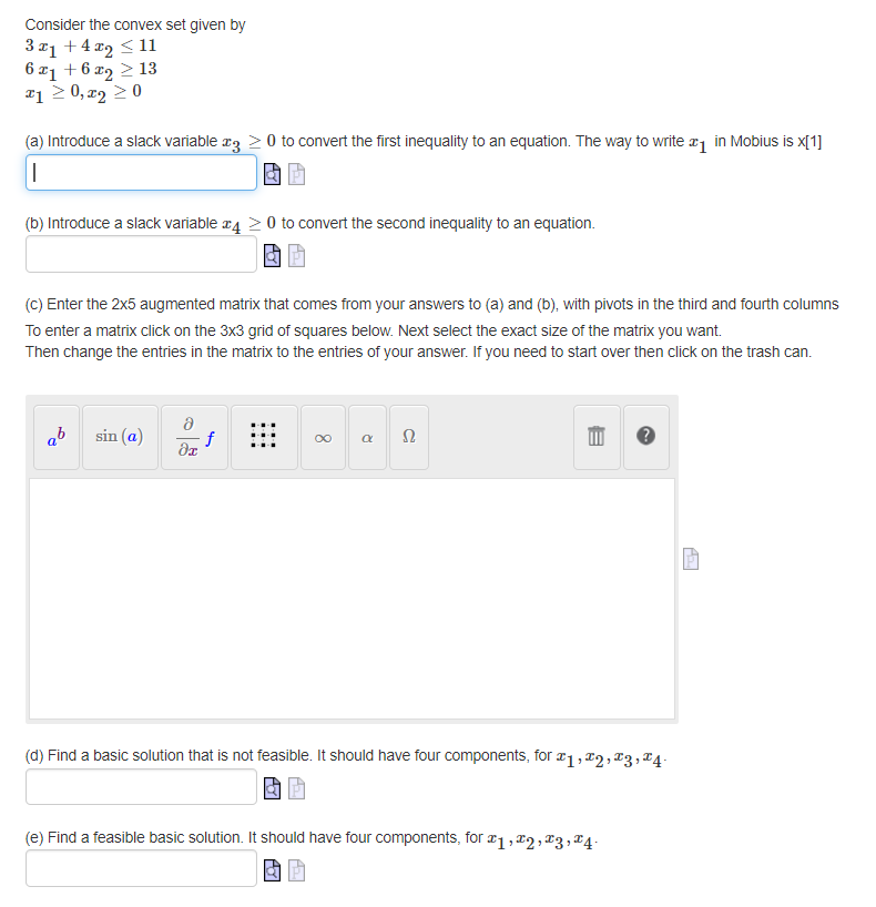Solved Consider the convex set given by 3 x1 + 4x2 ≤ 11 6 x1 | Chegg.com