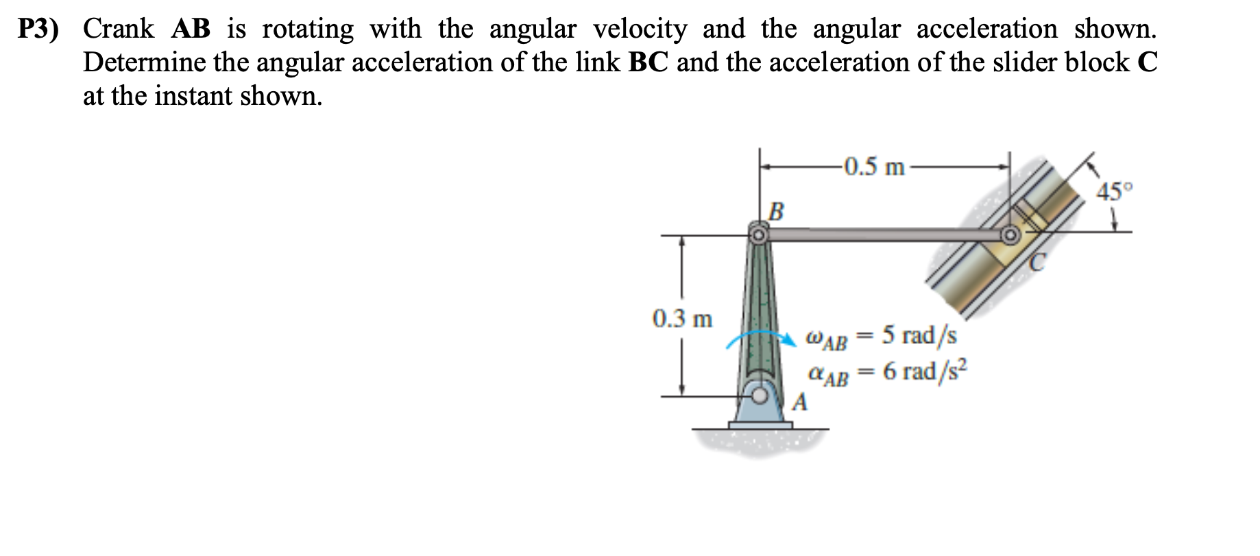 Solved P3) Crank AB is rotating with the angular velocity | Chegg.com