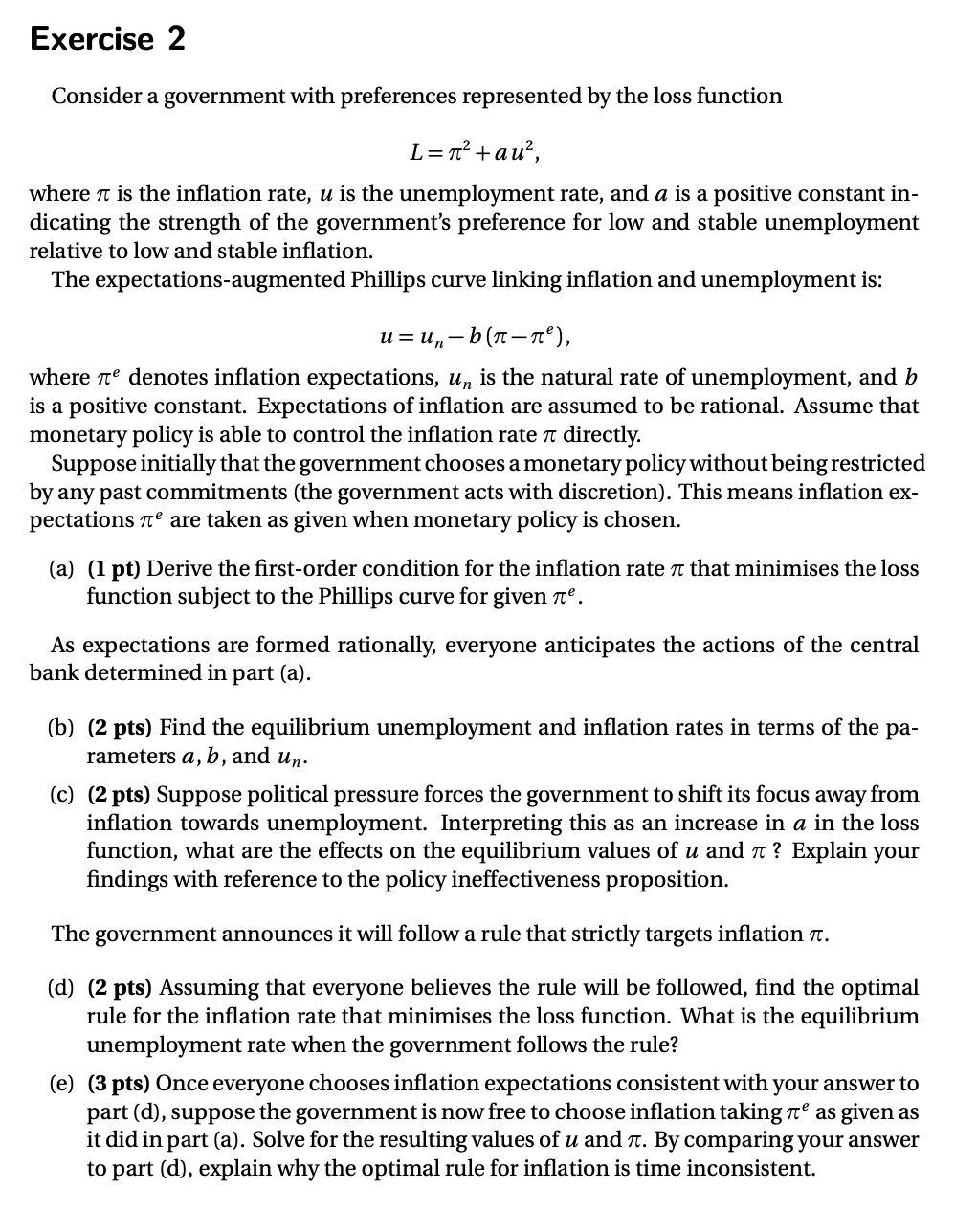 Solved Exercise 2Consider a government with preferences | Chegg.com
