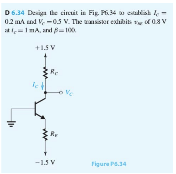 Solved D 6.34 Design the circuit in Fig. P6.34 to establish | Chegg.com