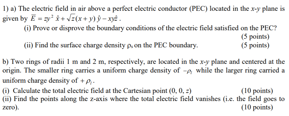 1) a) The electric field in air above a perfect | Chegg.com