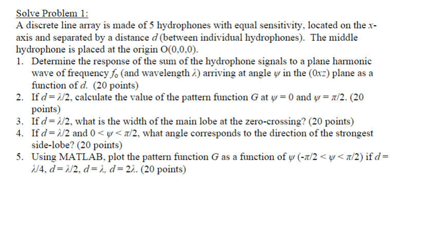 Solved Solve Problem 1: A discrete line array is made of 5 | Chegg.com