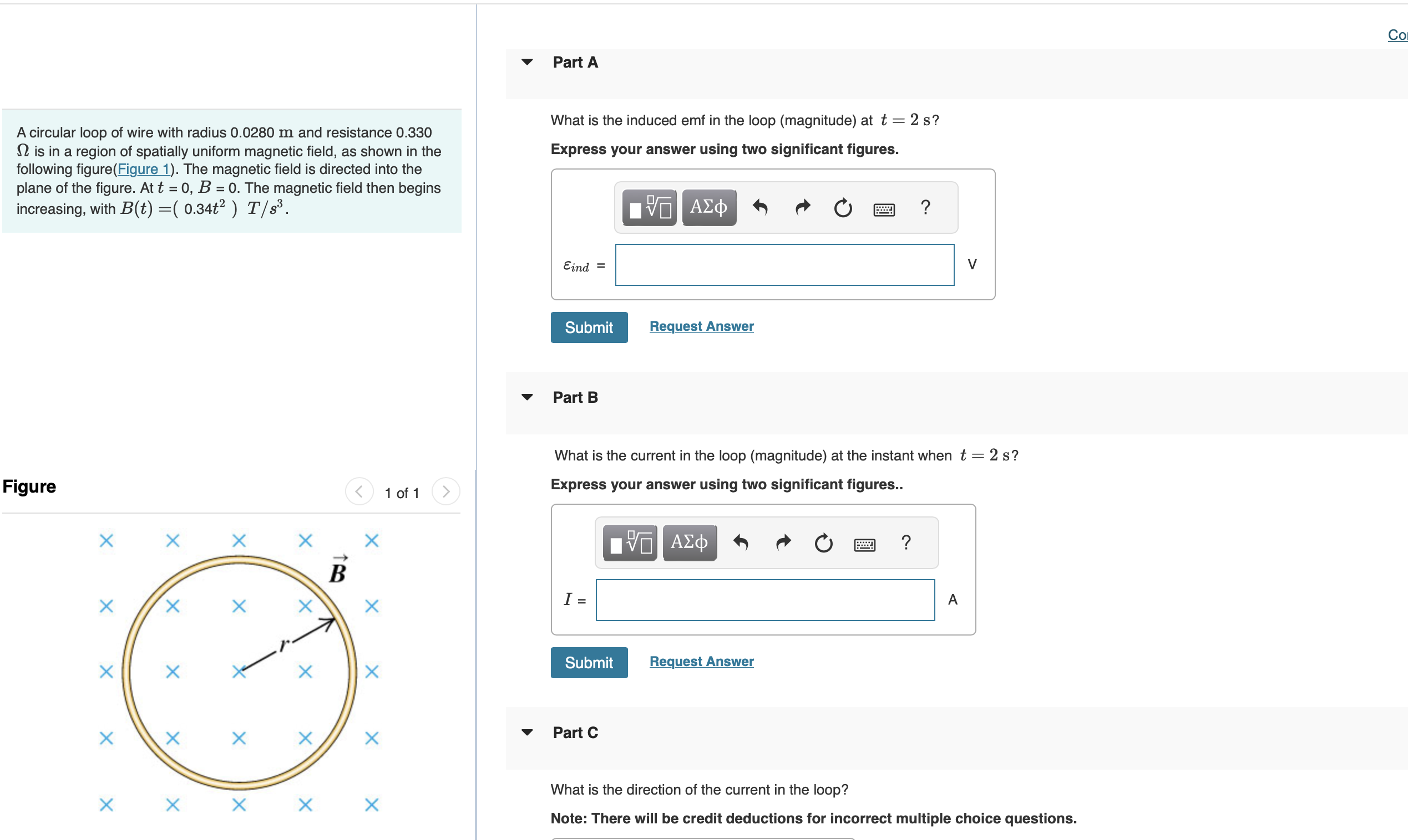 Solved A circular loop of wire with radius 0.0280 m and | Chegg.com